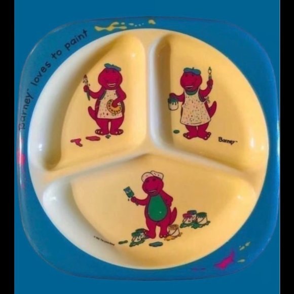 Selandia | Dining | Barney The Dinosaur Loves To Paint Childs Plate ...
